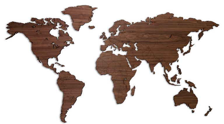 MapaWall | American Walnut Wooden world maps